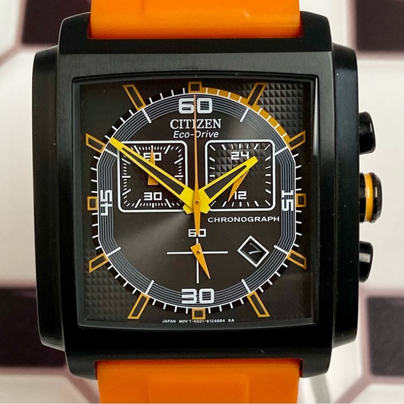 Citizen | Accessories | Citizen Ecodrive Large Square Black Orange ...